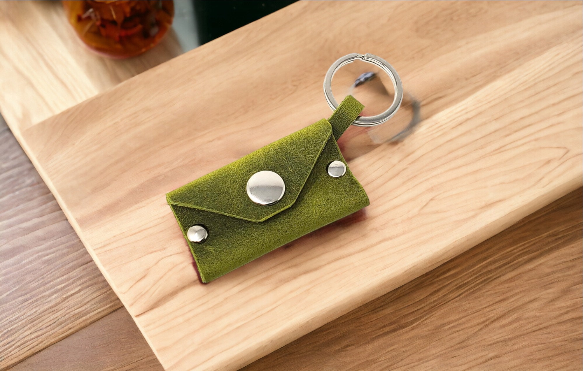 Handmade Leather Keychain Coin Holder - Quarter Holder, Wedding Ring ...