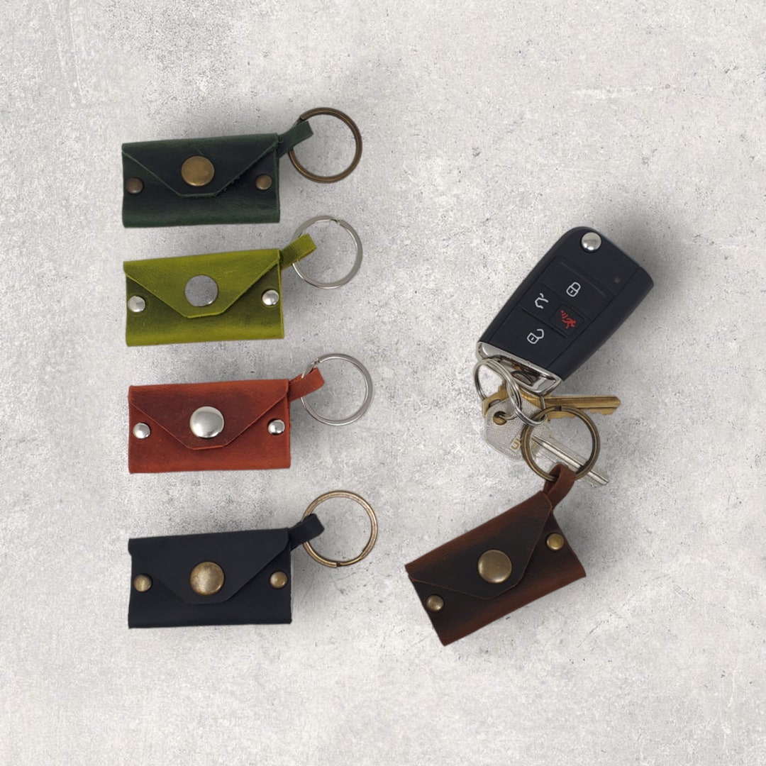 Handmade Leather Keychain Coin Holder - Quarter Holder, Wedding Ring ...