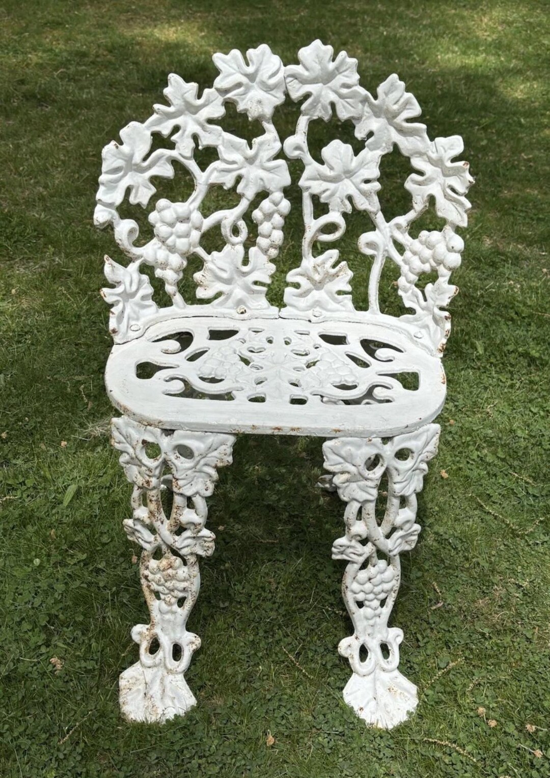 Antique Victorian Grape Vine Cast Iron Garden Seat Chair Grapes & Leaf ...
