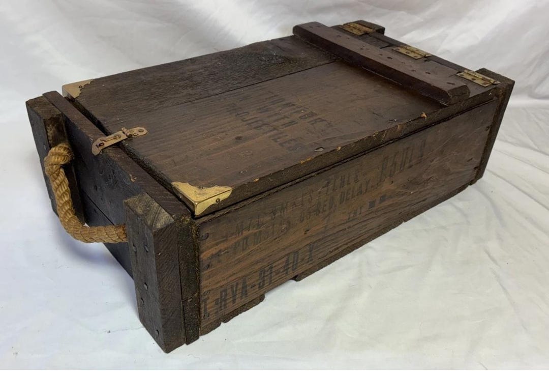 Vintage Military Wood Crate Box Explosive Projectiles M71 Ammunition ...