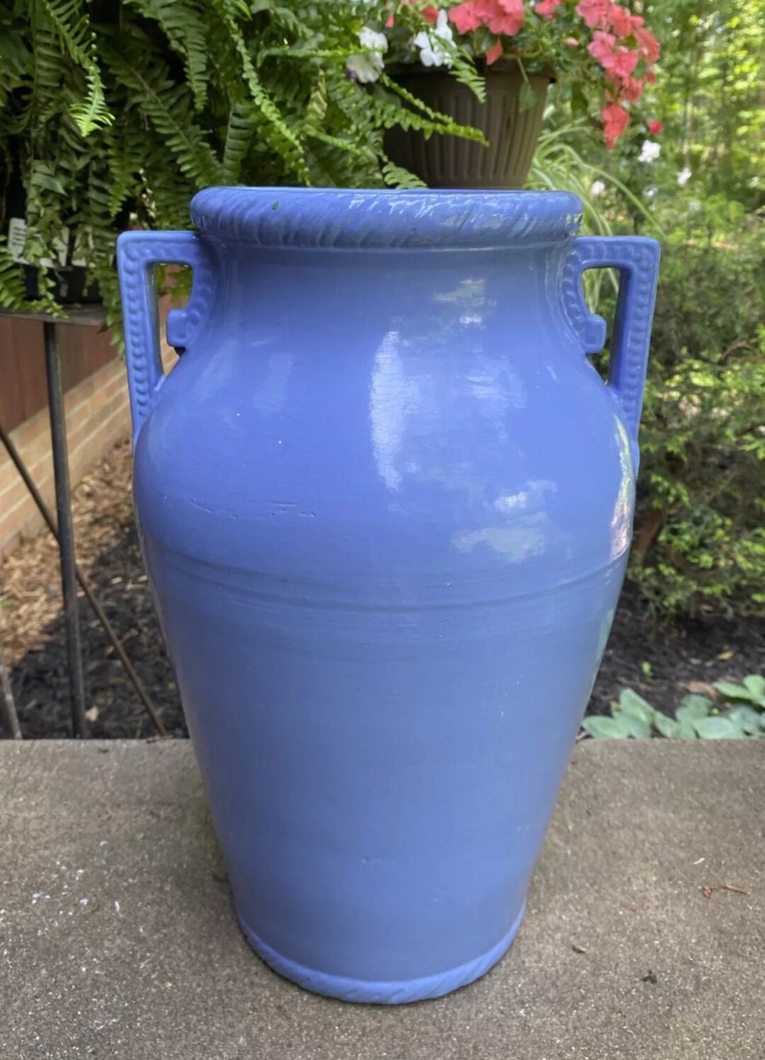 Vintage Robinson Ransbottom Pottery Art Deco Blue Floor Vase Oil Jar 18 ...