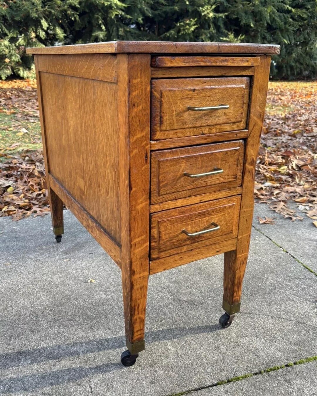 Antique Library Card Catalog Tiger Oak File Cabinet 3 Drawer Wood ...
