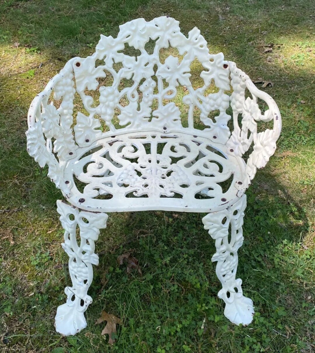 Antique Victorian Style White Cast Iron Garden Patio Chair Seat ...