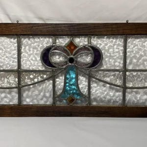Antique Old English Leaded Stained Glass Window Transom 36.5x12.75 ...