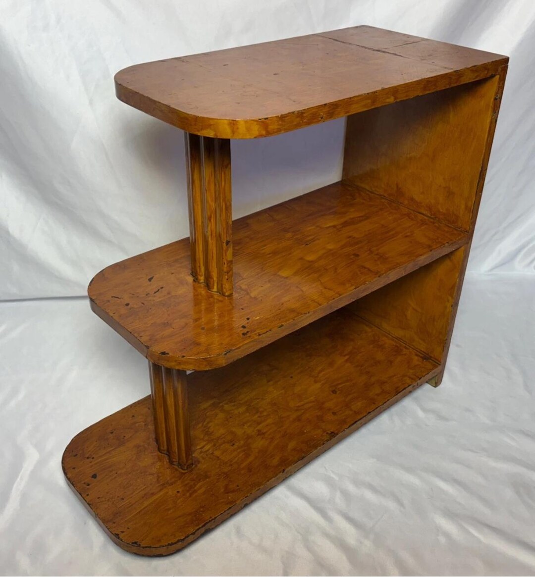 Old Vintage Art Deco 3 Tier Step End Table Shelf 21.5"h 23.75"x10 ...