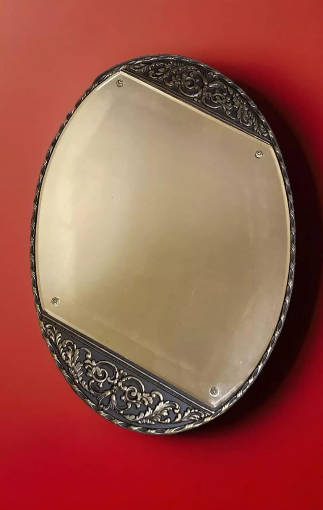 Antique Art Deco Nurre Maestro Silver Gilt Gesso Wood Wall Mirror ...