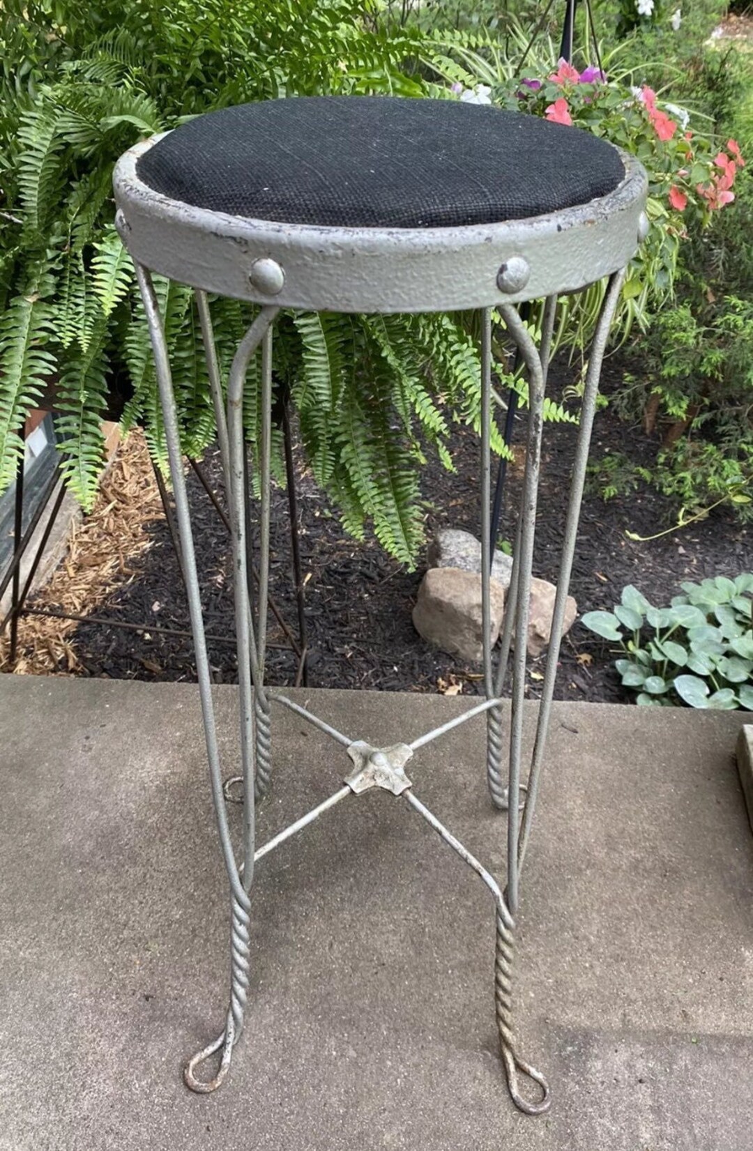 Antique 1920s Twisted Iron Bar Stool Soda Shop Ice Cream Parlor 30.75"h ...