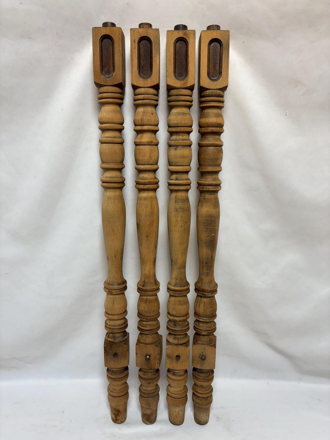 4 Antique Carved & Turned Wood Spindle Table Legs Balusters 28.5 ...