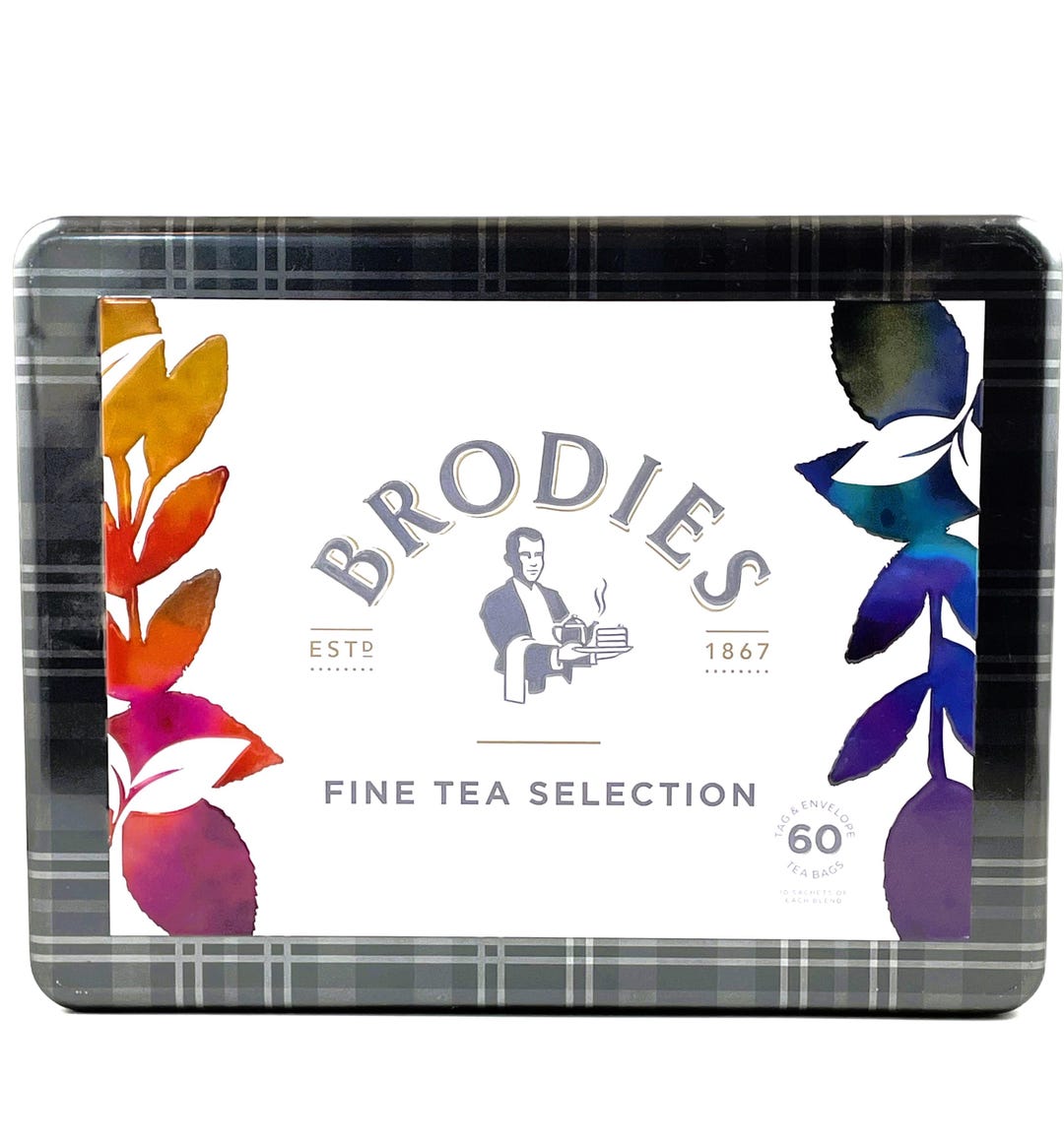 BRODIES SCOTTISH TEA Variety Selection Tin Including 60 Tag & Envelopes ...