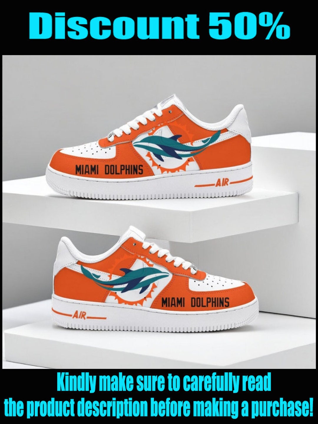 Custom Miami Dolphin Air Force 1, Dolphin Football Shoes, AF1 Custom ...