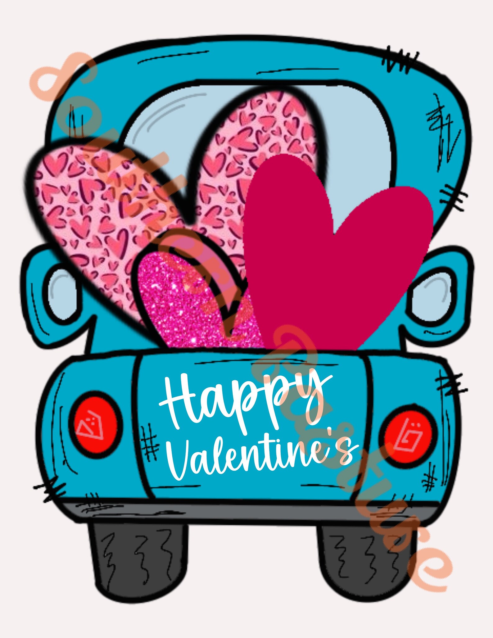 Happy Valentines Truck of Hearts Png - Etsy