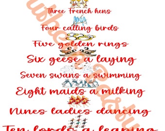 Full 12 Days of Christmas Digital Poster - Etsy