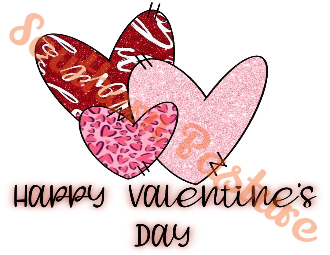 Happy Valentine’s Day Pink and Red Png - Etsy