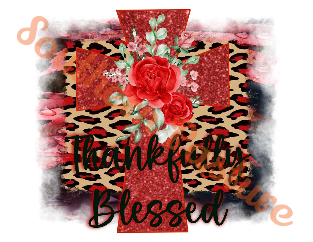 Red Thankfully Blessed Cross Png - Etsy
