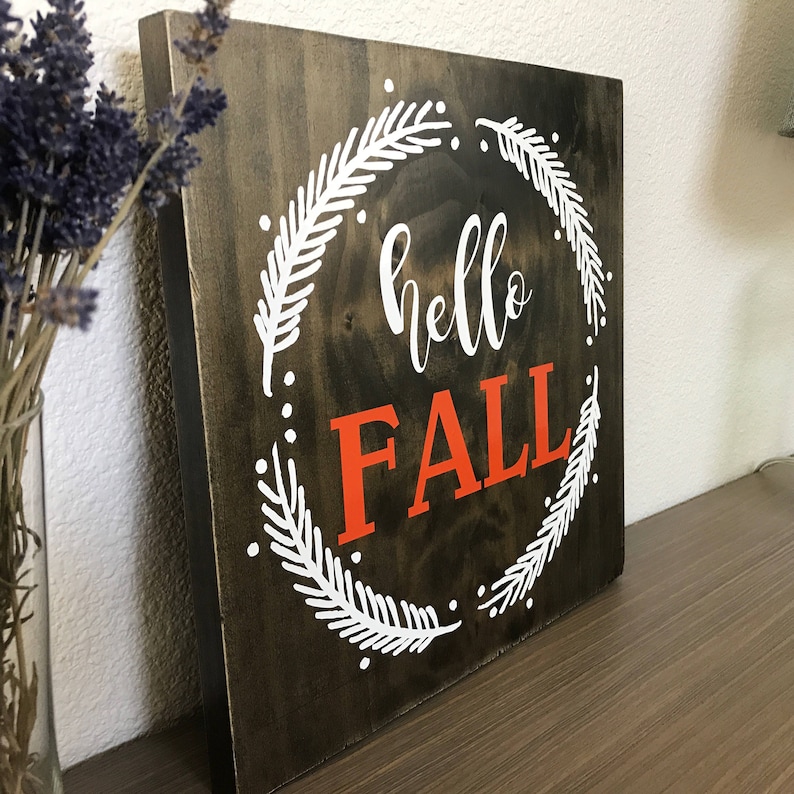 Hello Fall Wood Sign Autumn Decor Rustic Decor Shelf | Etsy