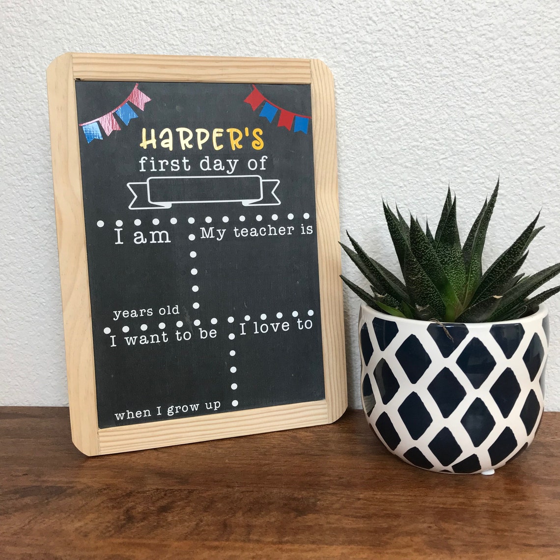 Personalized Back to School Chalkboard Sign With Twine Hanger | Etsy