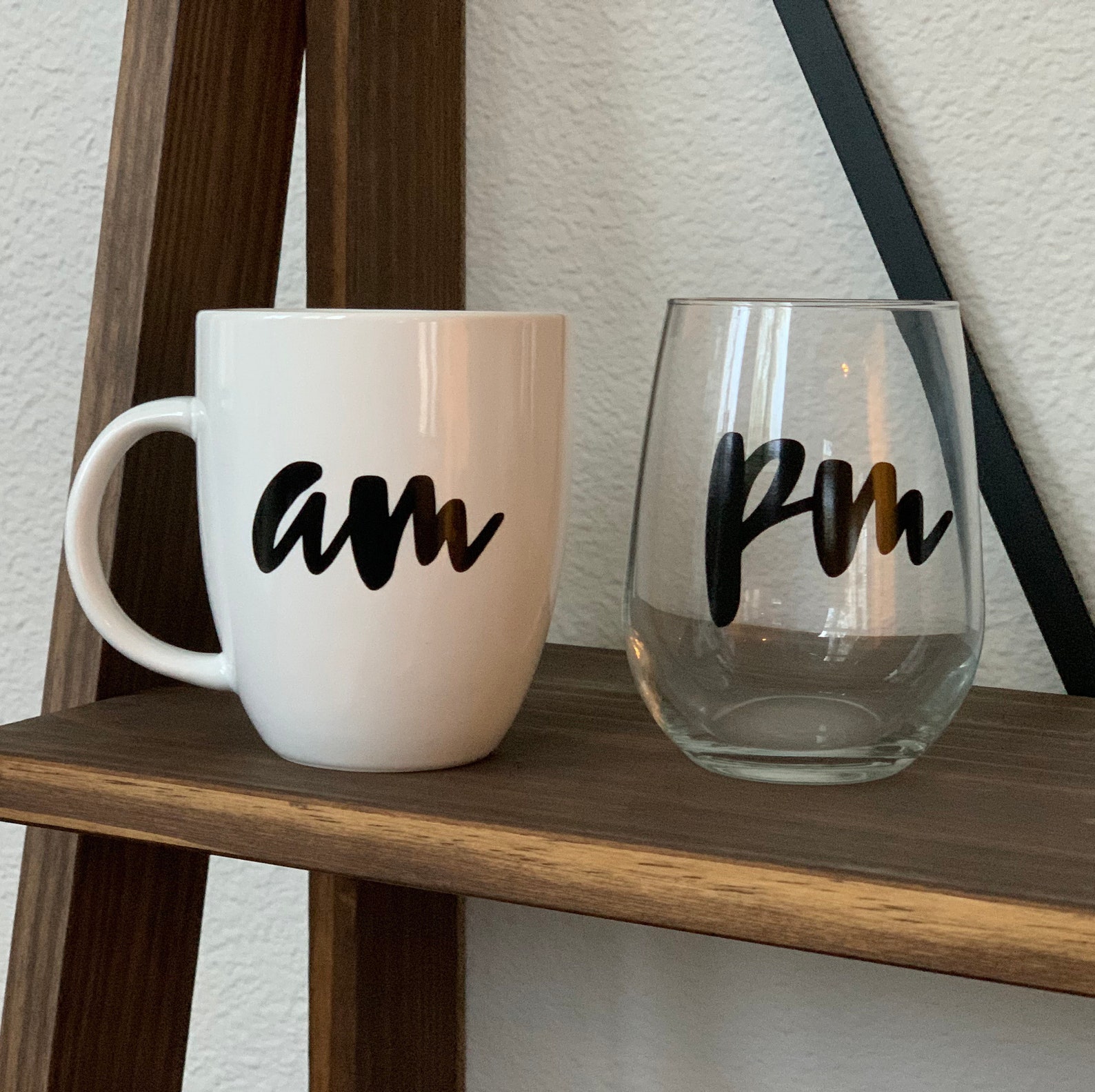 AM/PM coffee mug/wine glass set Mother's Day Funny | Etsy