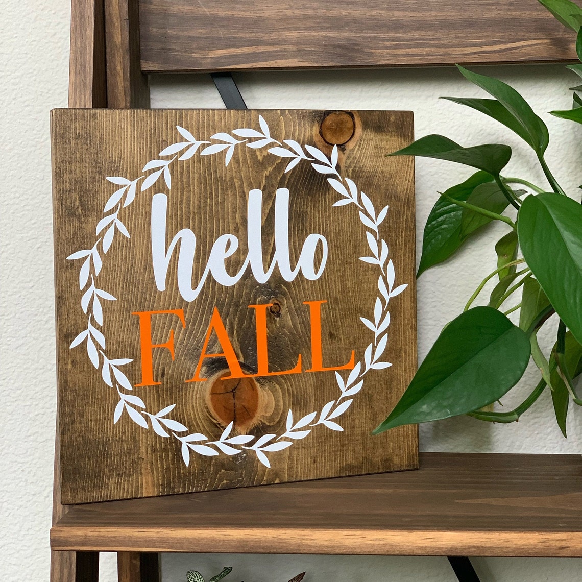 Hello Fall Wood Sign Autumn Decor Rustic Decor Shelf - Etsy