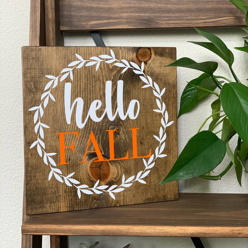 Hello Fall Wood Sign Autumn Decor Rustic Decor Shelf - Etsy