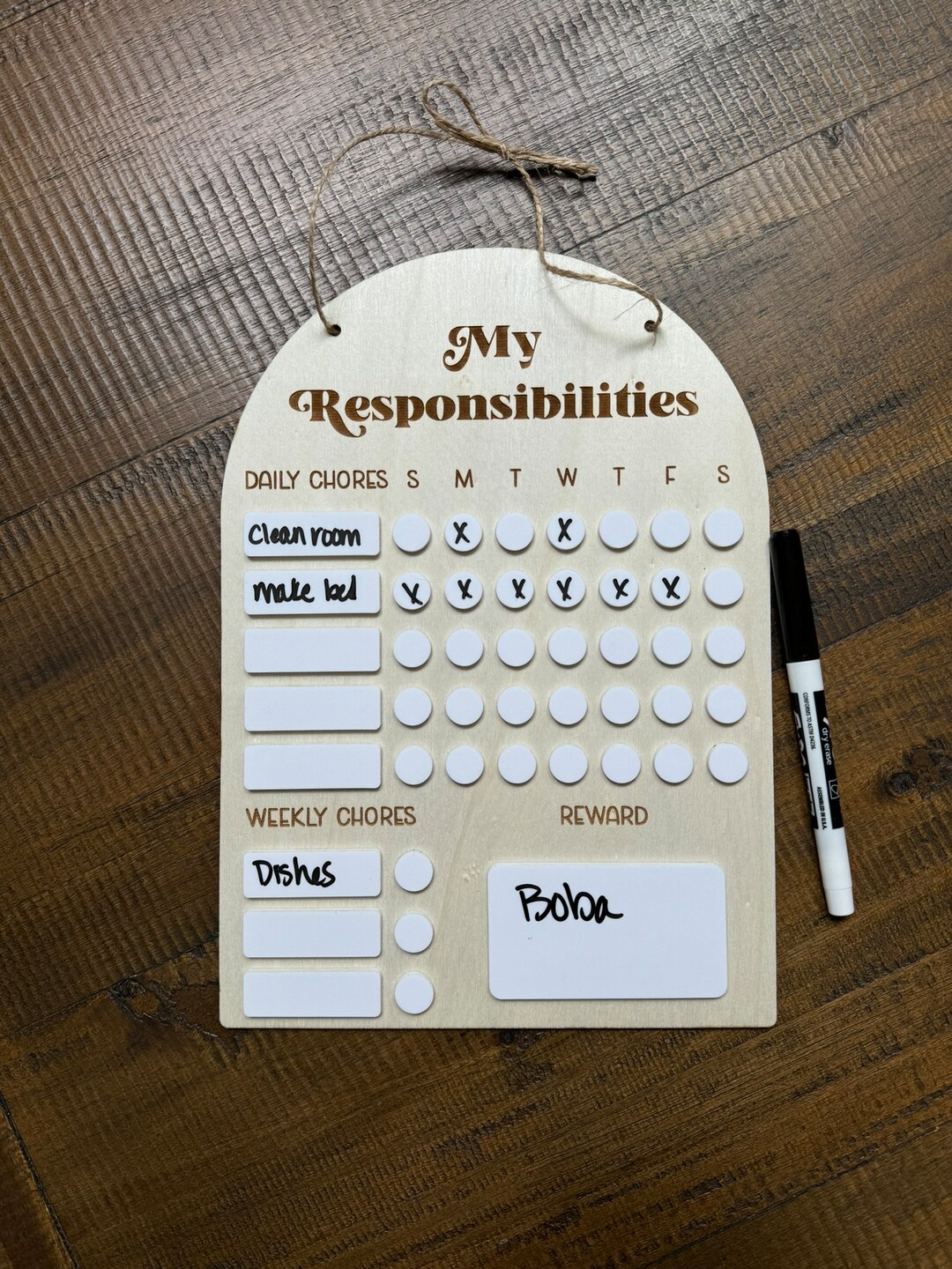 Reusable Chore Chart for Kids - Custom Responsibility Chart - Weekly ...