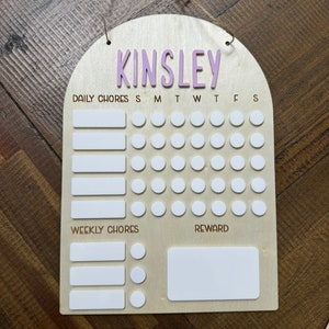 Personalized Reusable Chore Chart for Kids - Custom Responsibility ...