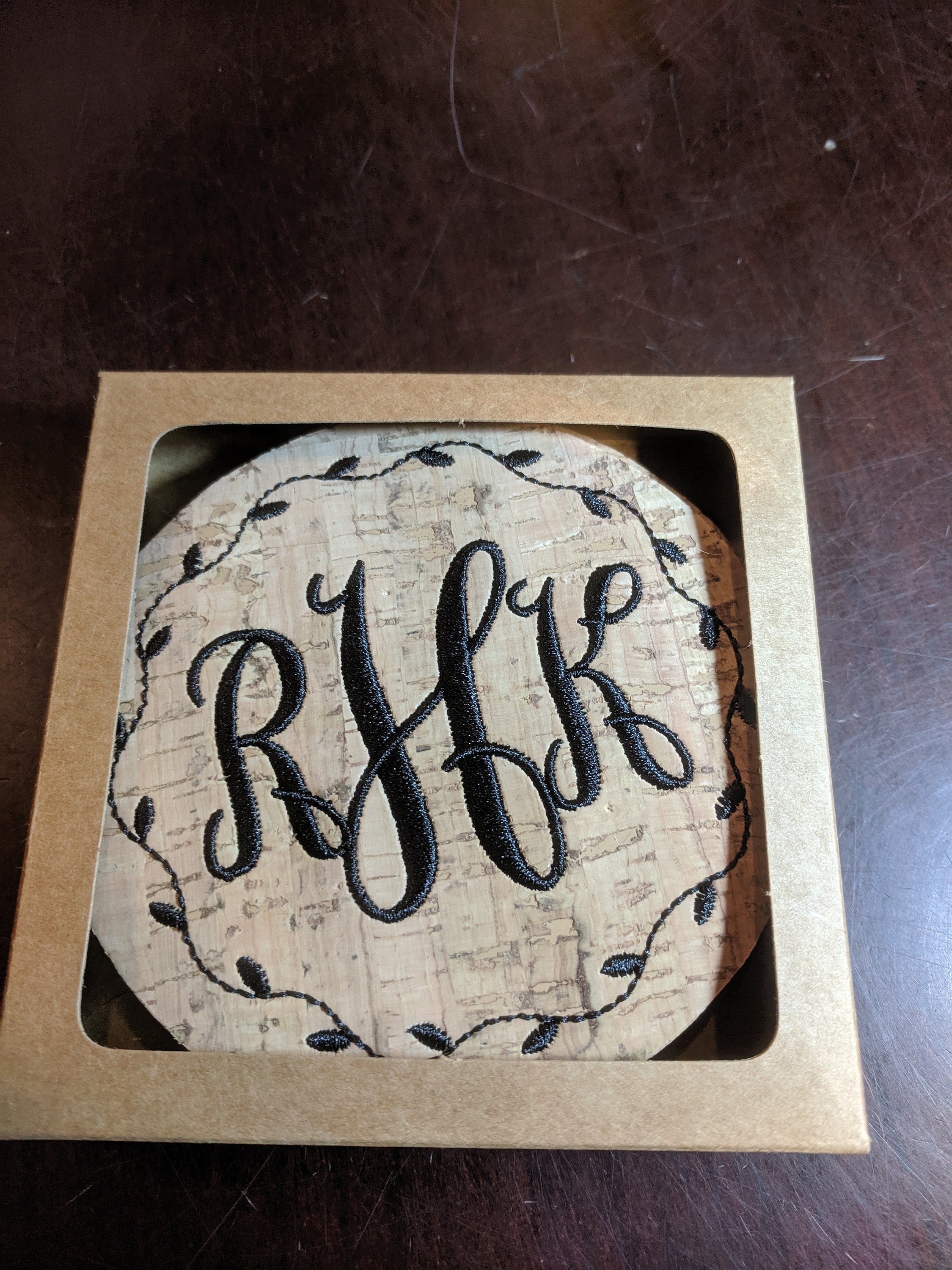 Monogrammed Cork Coasters Embroidered - Etsy