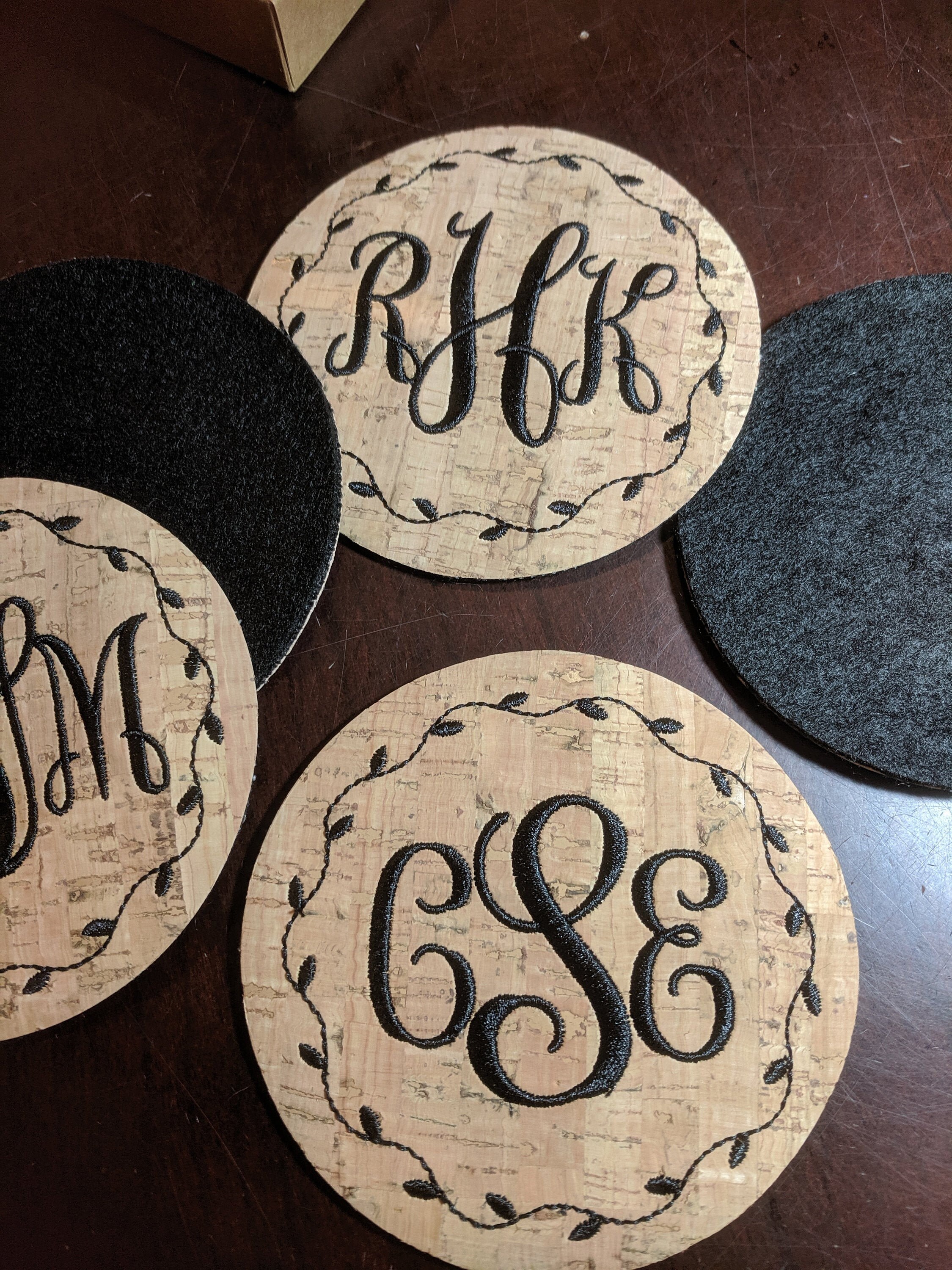 Monogrammed Cork Coasters - Embroidered - Etsy