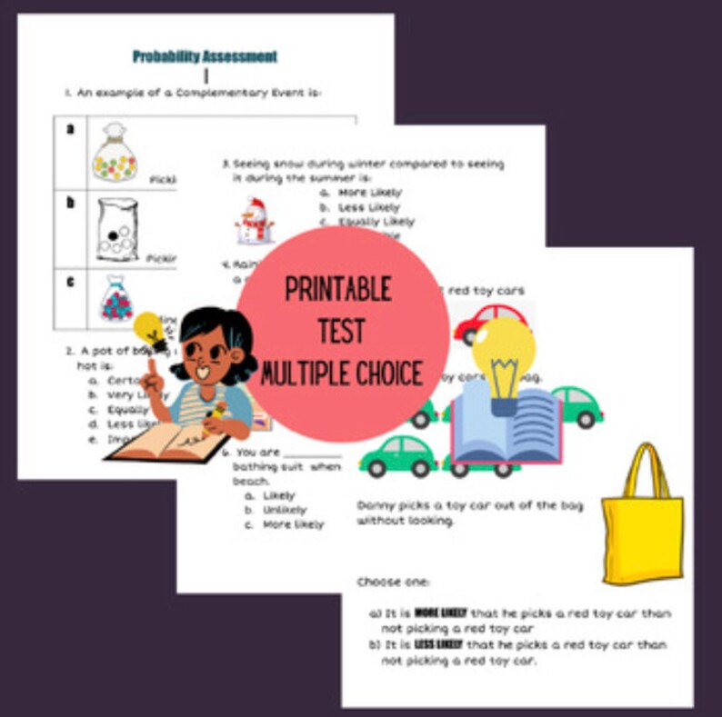 Printable Grade 2 Probability Unit Assessment - Etsy