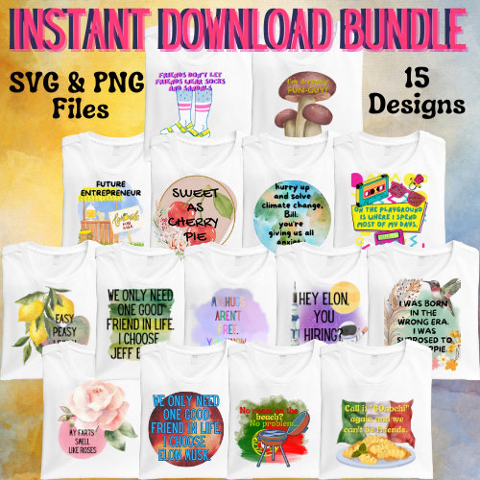 Fun, Cute and Funny SVG and PNG Instant Download Design Files for ...