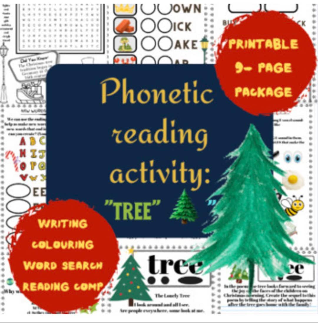 Christmas Theme Printable Phonetic Reading Workbook Activity - "tree ...