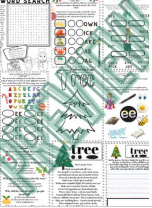 Christmas Theme Printable Phonetic Reading Workbook Activity tree - Etsy
