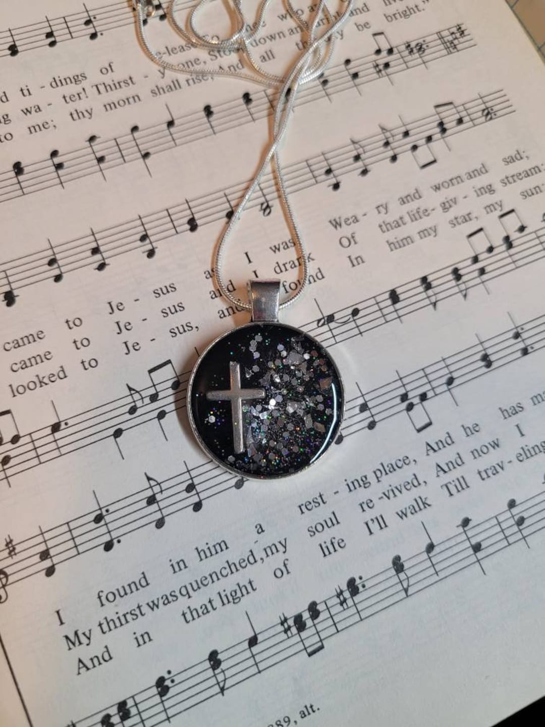 Surrender Cross Necklace: Glitter Pendant - Etsy