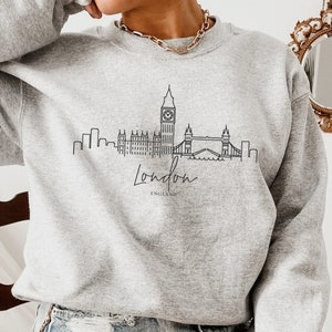 London Sweatshirt, London Skyline Crewneck, England Sweatshirt, London ...