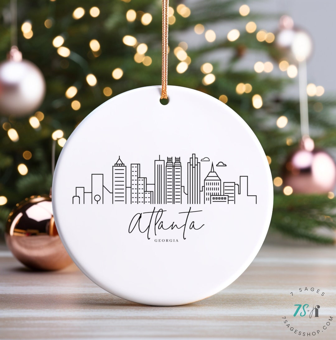 Atlanta Ceramic Ornament, Atlanta Skyline Ornament, Georgia Souvenir ...