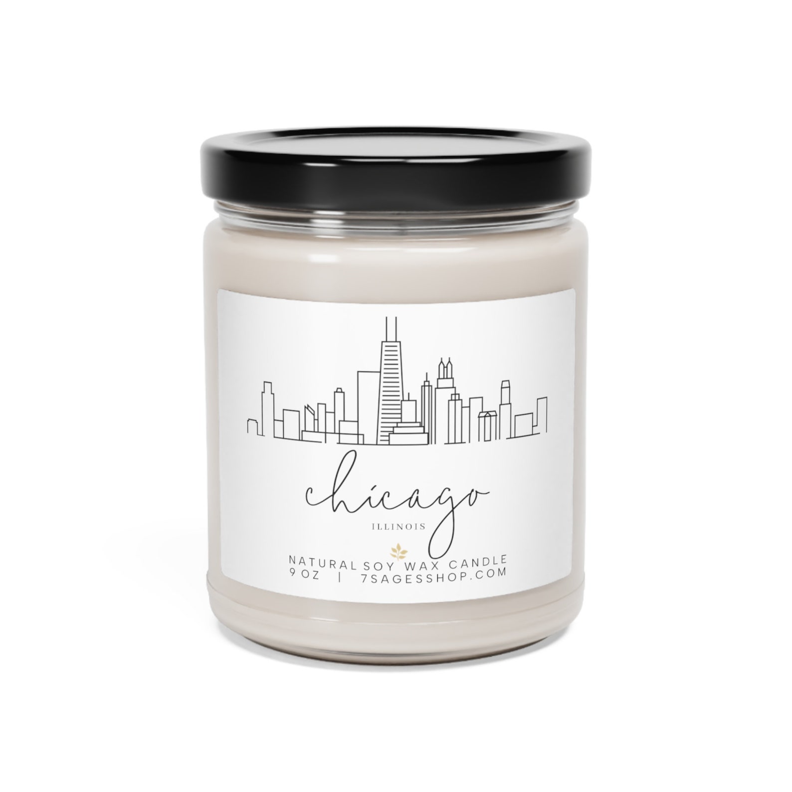 Chicago Skyline Soy Candle, 9 Oz Vegan Soy Wax Candle, Chicago Souvenir ...