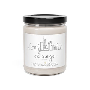Chicago Skyline Soy Candle, 9 Oz Vegan Soy Wax Candle, Chicago Souvenir ...