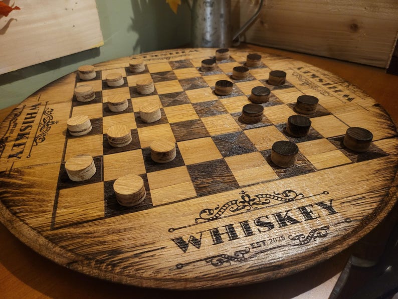 Whisky Barrel Lazy Susan Checkerboard - Etsy
