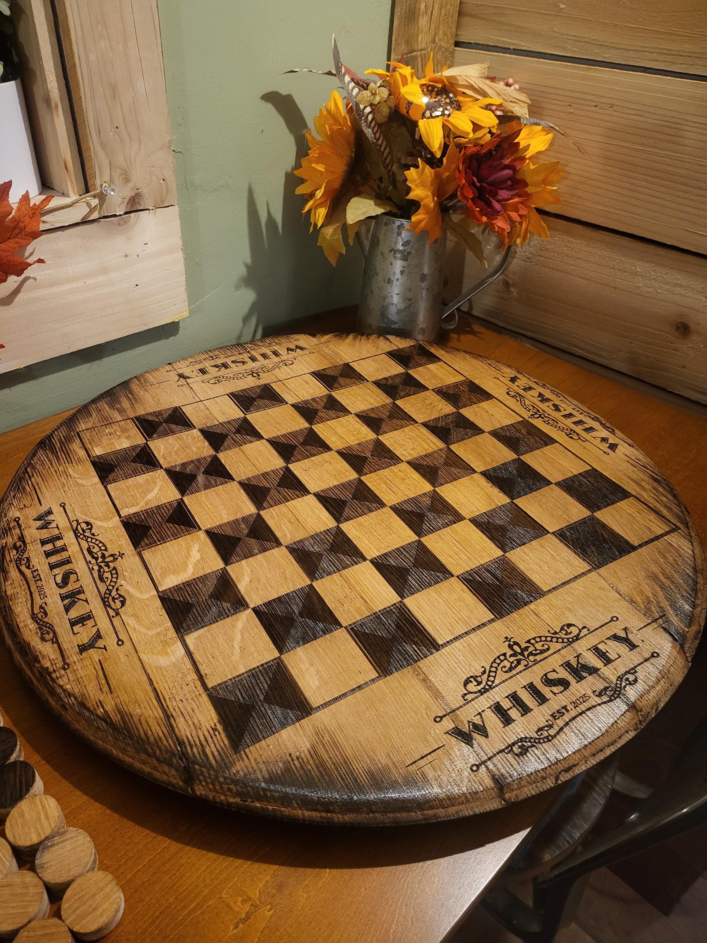 Whisky Barrel Lazy Susan Checkerboard - Etsy