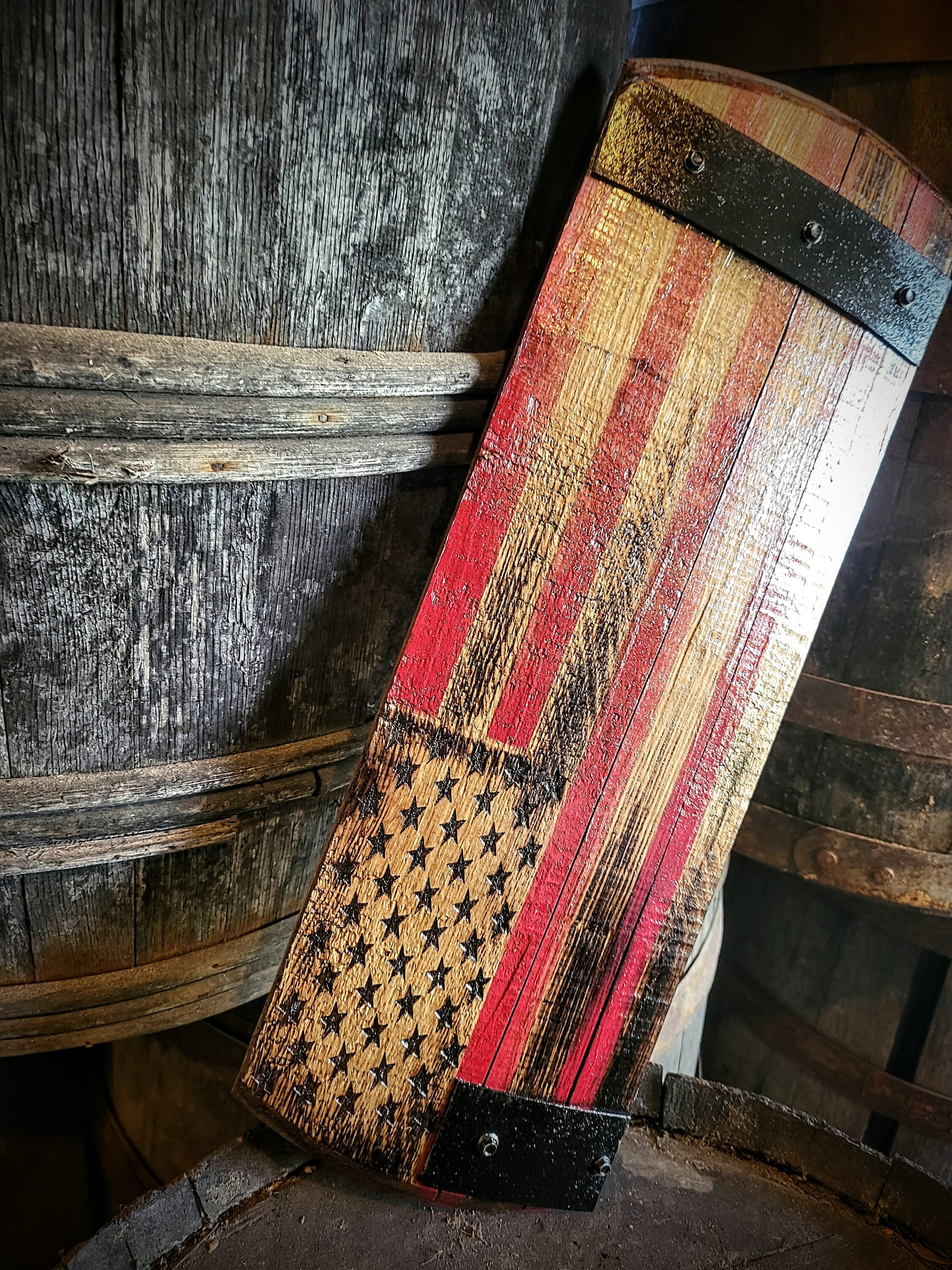 100% Recycled Bourbon Barrel Head Half Flags - Etsy