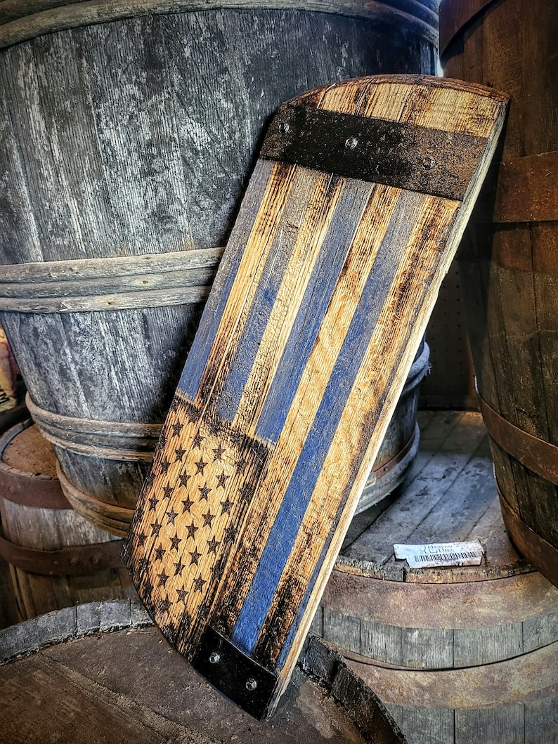 100% Recycled Bourbon Barrel Head Half Flags - Etsy