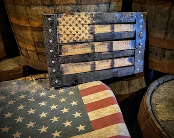 Bourbon Whiskey Barrel Flag USA Flag Made From Oak Barrel Wood - Etsy