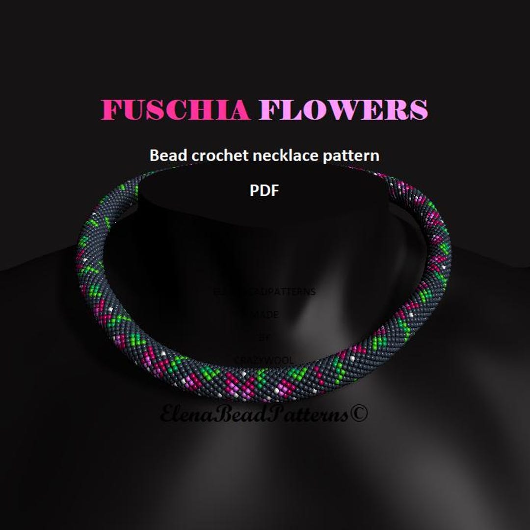 Fuschia Flowers. Bead Crochet Rope Pattern, PDF Pattern, DIY, Beaded ...