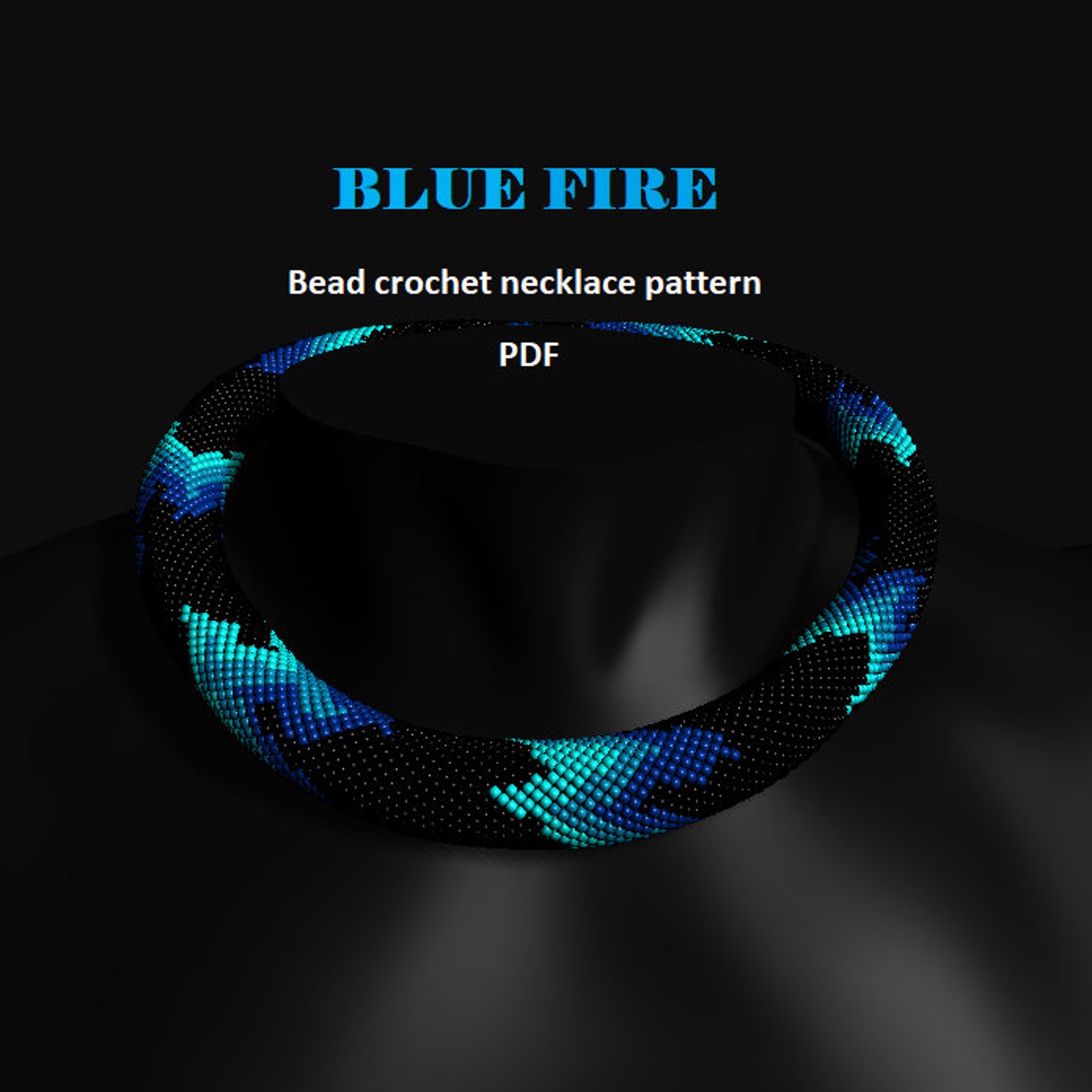 Blue Fire. Bead Crochet Rope Pattern, PDF Pattern, Beaded Necklace ...