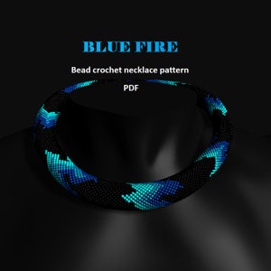 Blue Fire. Bead Crochet Rope Pattern, PDF Pattern, Beaded Necklace ...