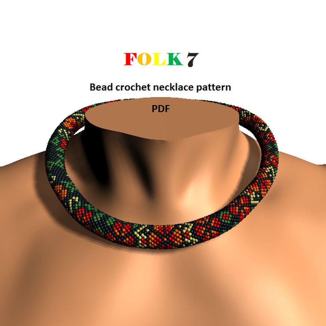 Folk 7. Bead Crochet Rope Pattern, PDF Pattern, DIY, Beaded Necklace ...