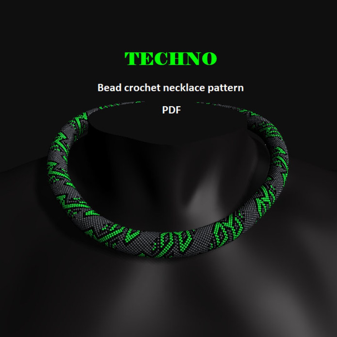 Techno. Bead Crochet Rope Pattern, PDF Pattern, DIY, Beaded Necklace ...