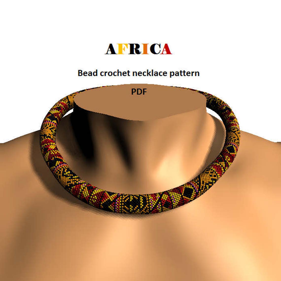 Africa. Bead Crochet Rope Pattern, PDF Pattern, DIY, Beaded Necklace ...