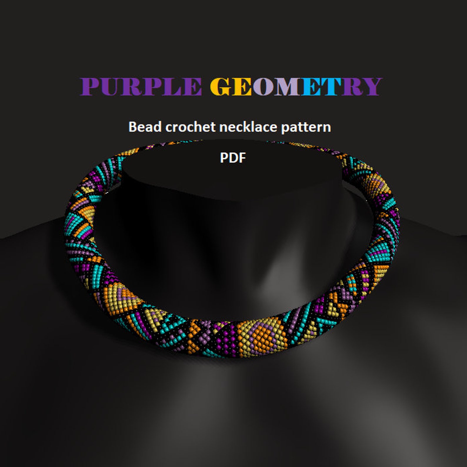 Purple Geometry. Bead Crochet Rope Pattern, PDF Pattern, DIY, Beaded ...