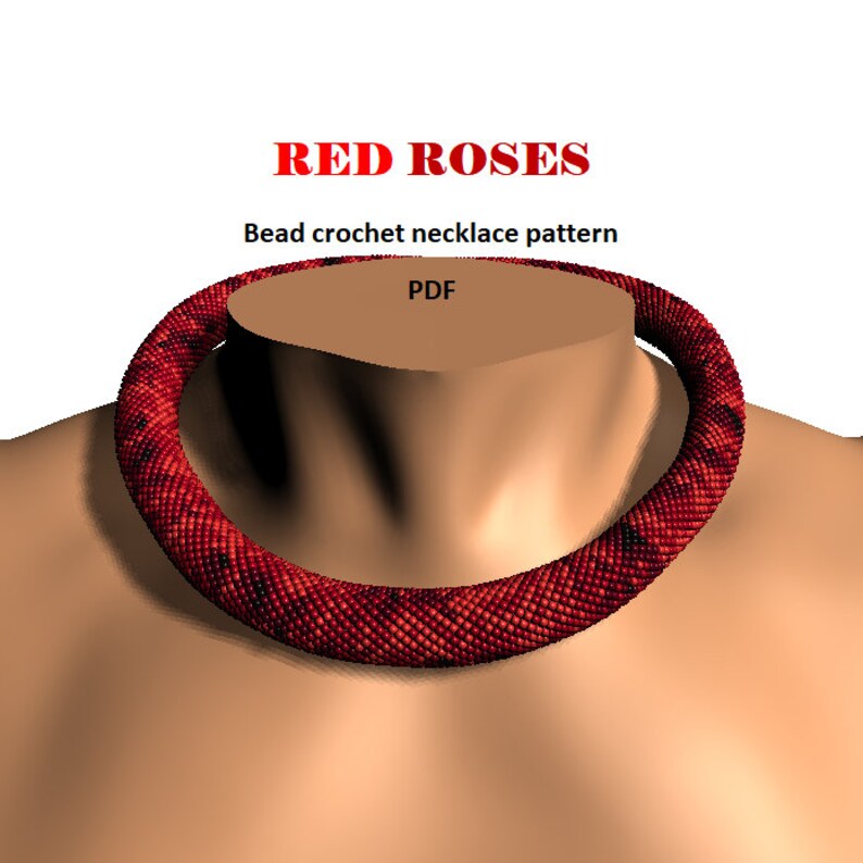 Red Roses. Bead Crochet Rope Pattern PDF Pattern DIY Beaded Necklace ...