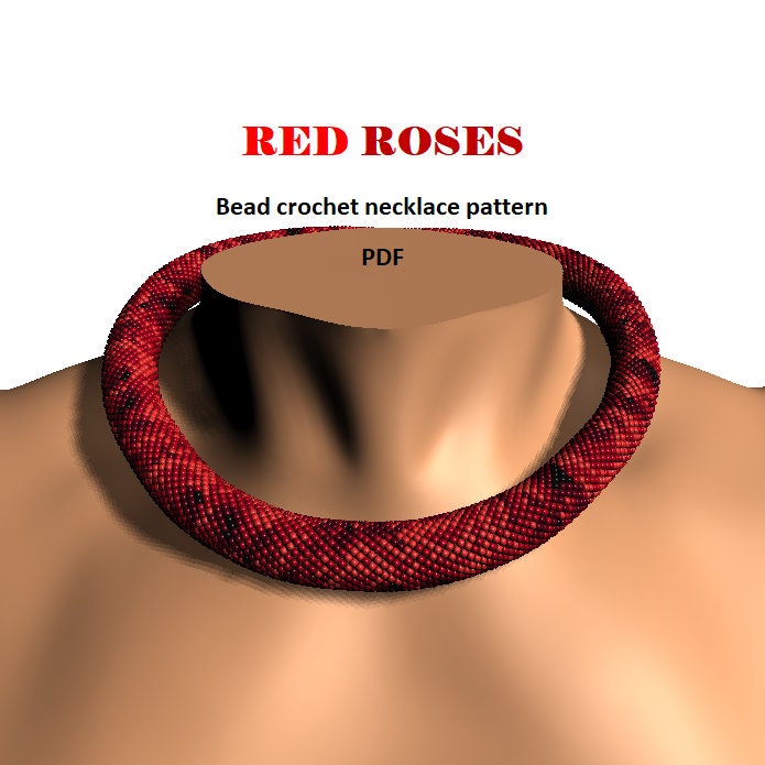 Red Roses. Bead Crochet Rope Pattern PDF Pattern DIY Beaded Necklace ...